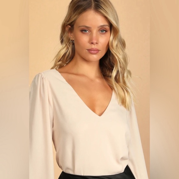 Lulus | Tops | Lulus Stylish And Sincere Blouse Vneck Front And Back ...
